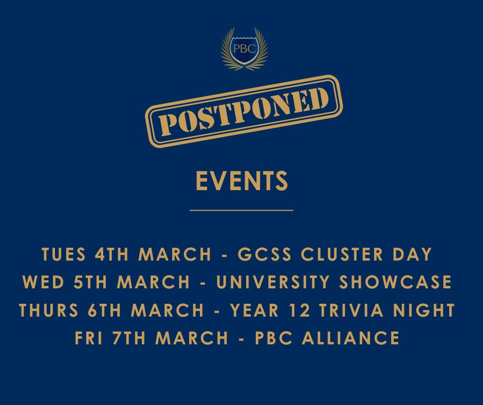 Important Update - Weather Related Changes to School Events